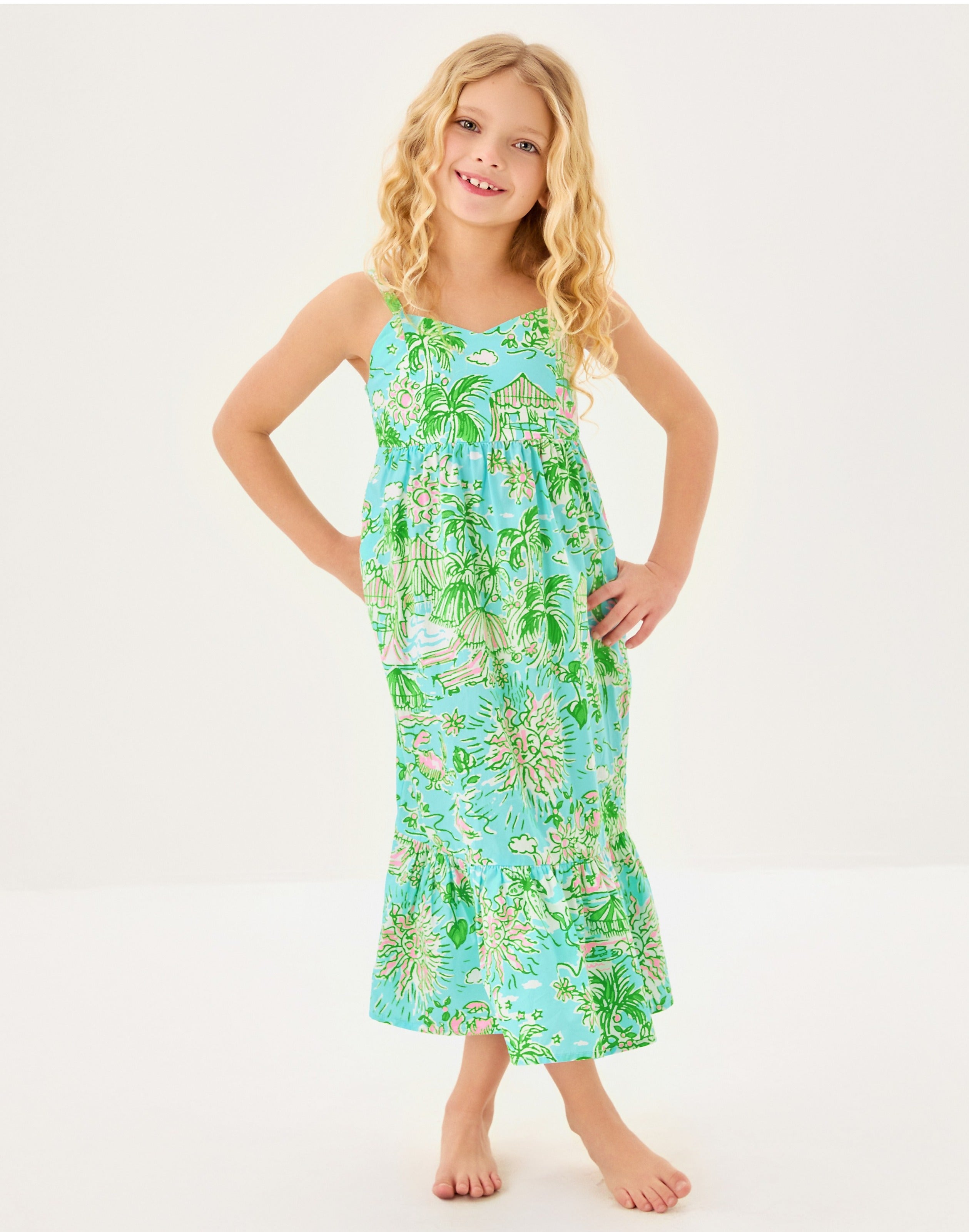 Girls Mini Hiedi Maxi Dress - Fresh Water Blue Sun Bathers – Peppermint ...